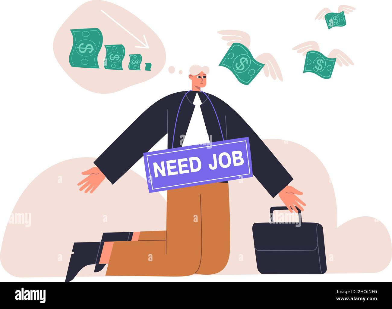 Financial problems, sad businessman with business bankruptcy and crisis ...