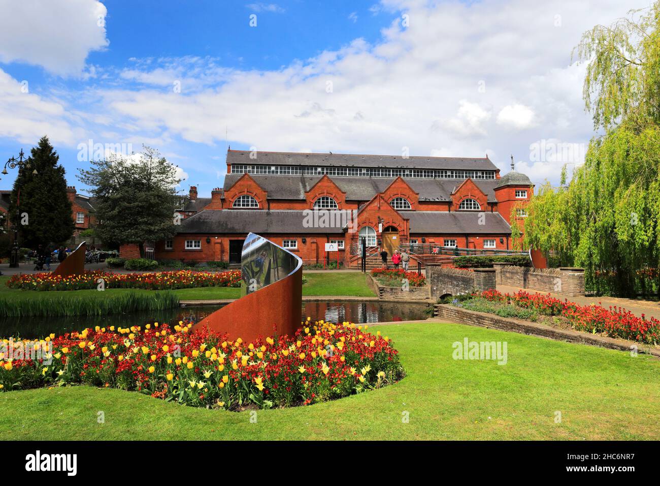 Summer view of the Charnwood Museum, Queens Park, market town of ...