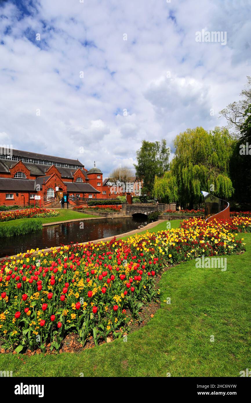 Summer view of the Charnwood Museum, Queens Park, market town of ...