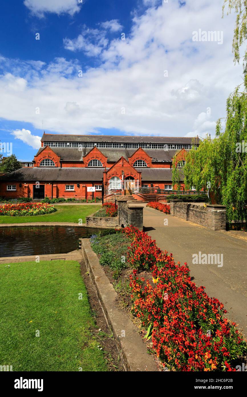 Summer view of the Charnwood Museum, Queens Park, market town of ...