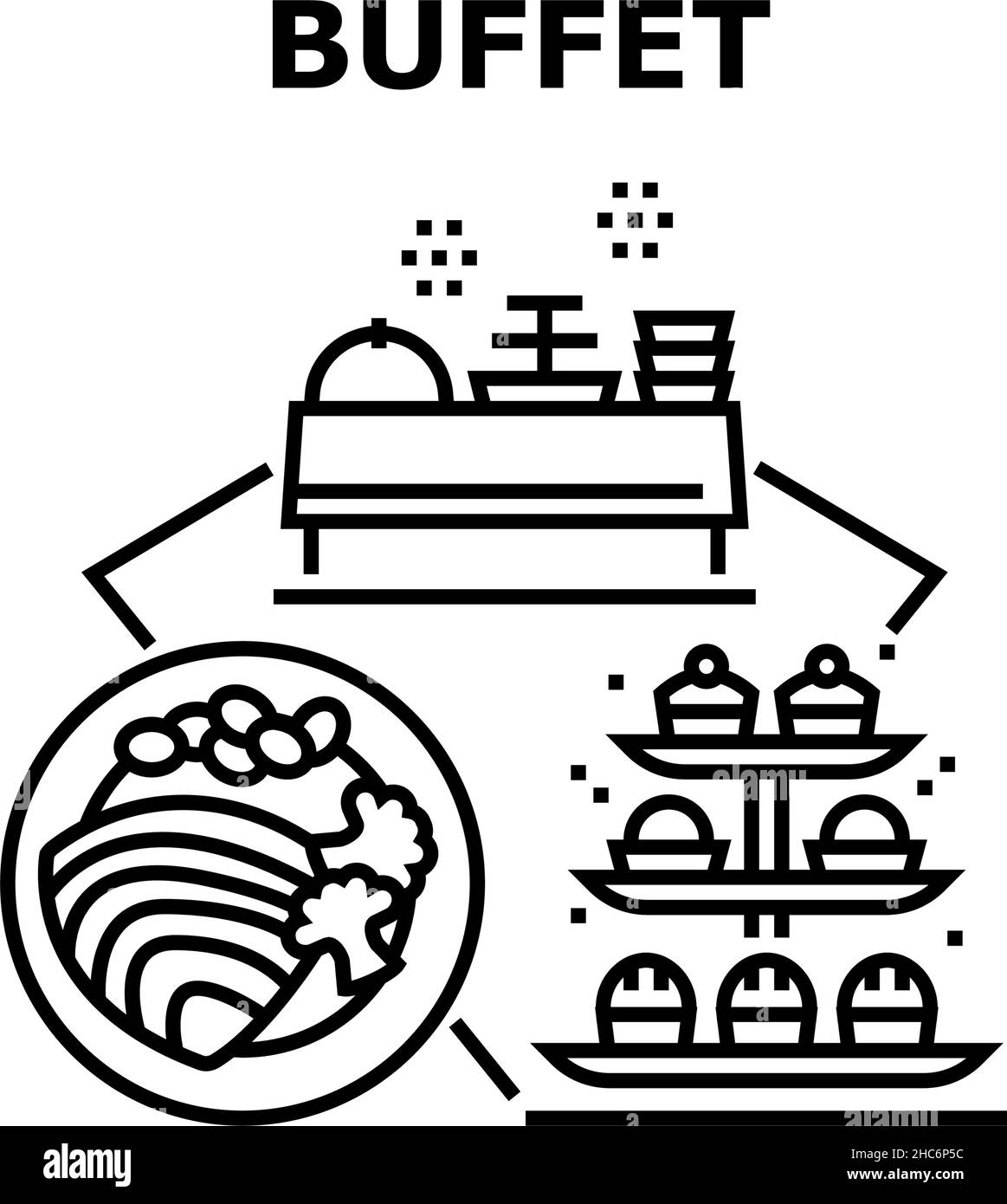 Buffet Food Vector Concept Black Illustration Stock Vector Image & Art ...