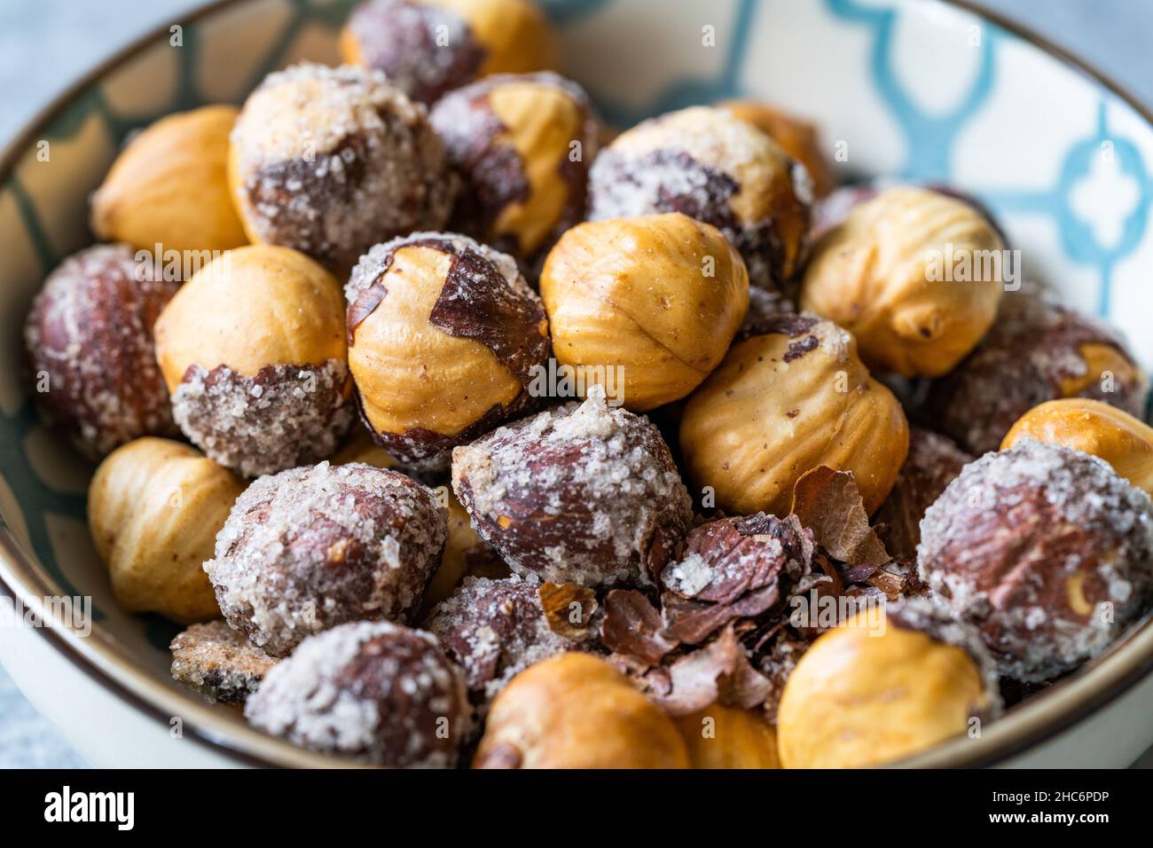 Salted and Roasted Hazelnuts in Bowl. Ready to Eat. Organic Snacks ...