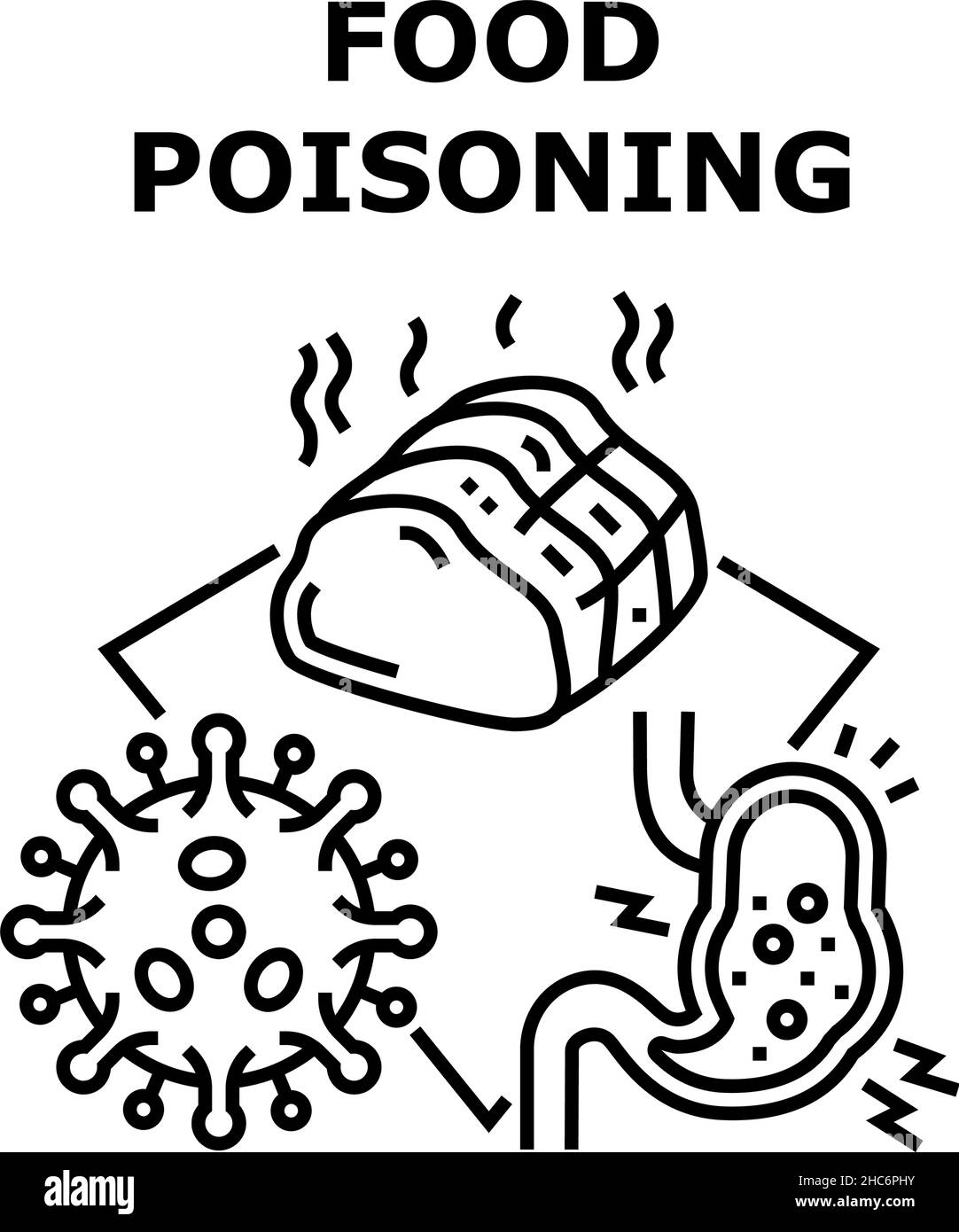 Food Poisoning Vector Concept Black Illustration Stock Vector Image ...
