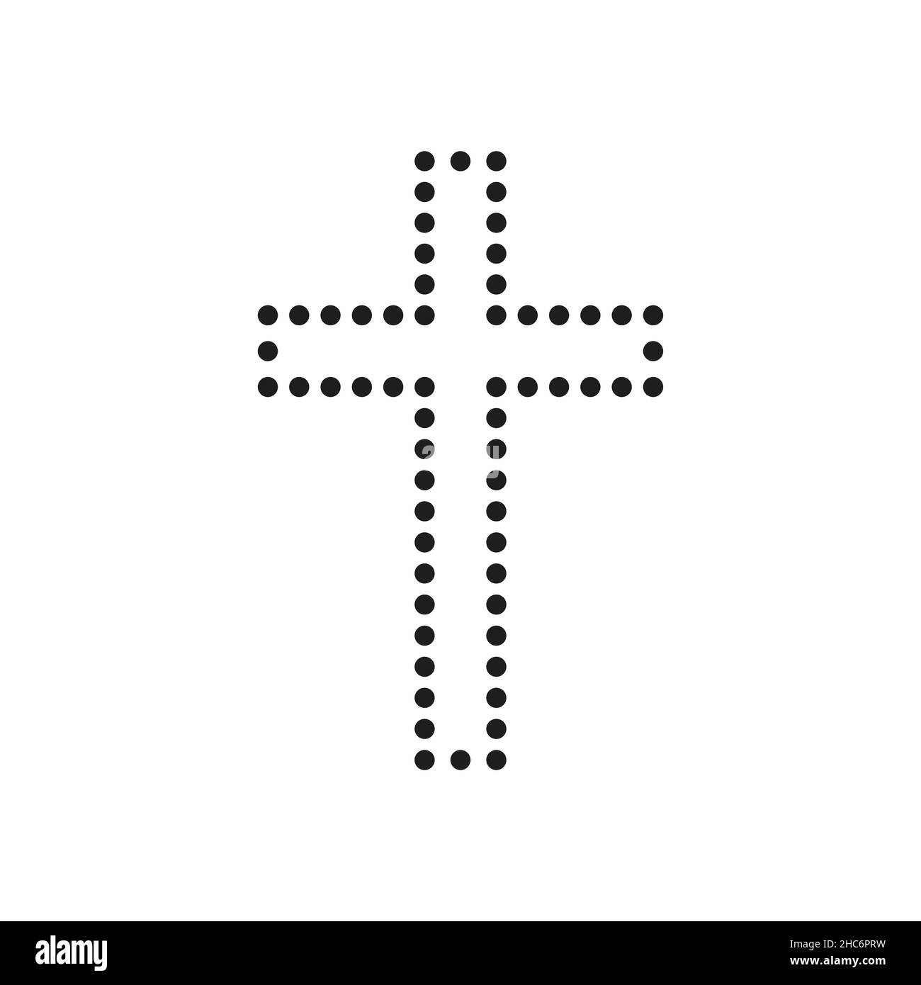 Cross of Christ in the form of a contour of dots. Dotted crucifix. Flat ...