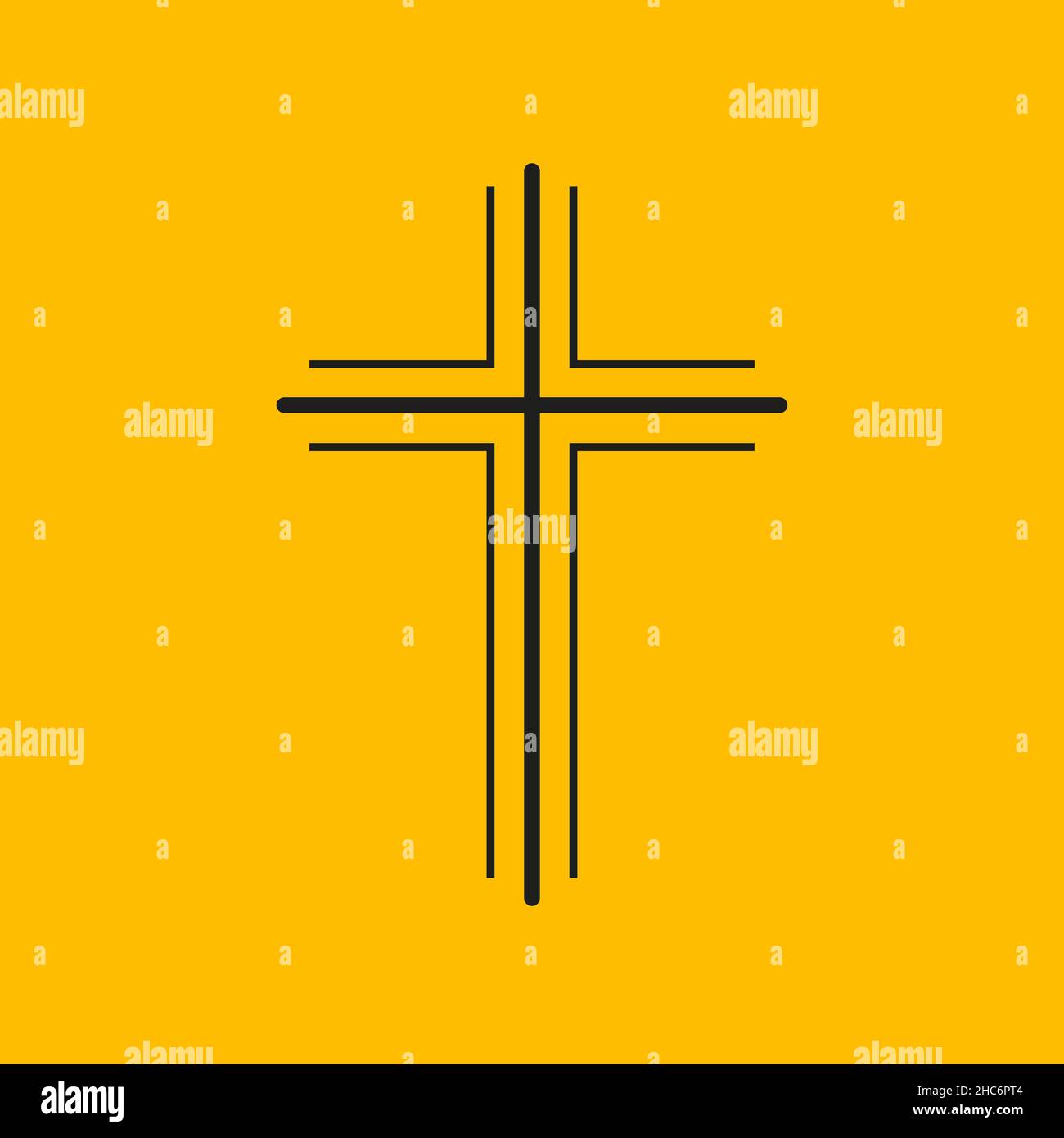 Line art Christian cross icon. Flat isolated Christian illustration ...