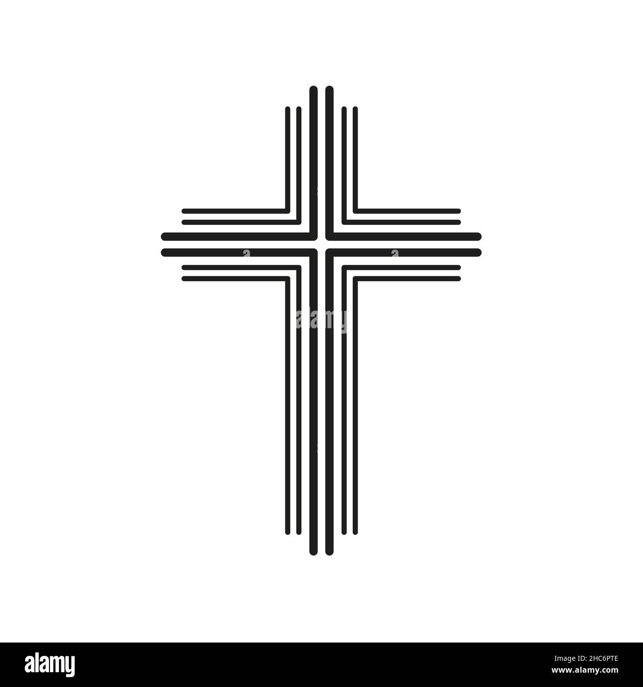 Line art Christian cross icon. Flat isolated Christian illustration ...