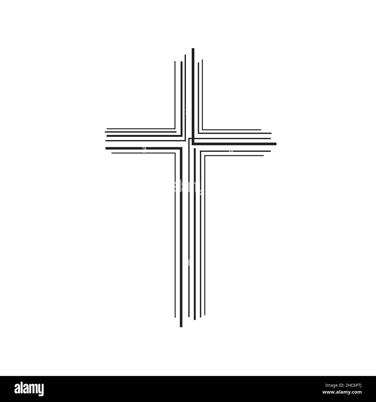 Line art Christian cross icon. Flat isolated Christian illustration ...