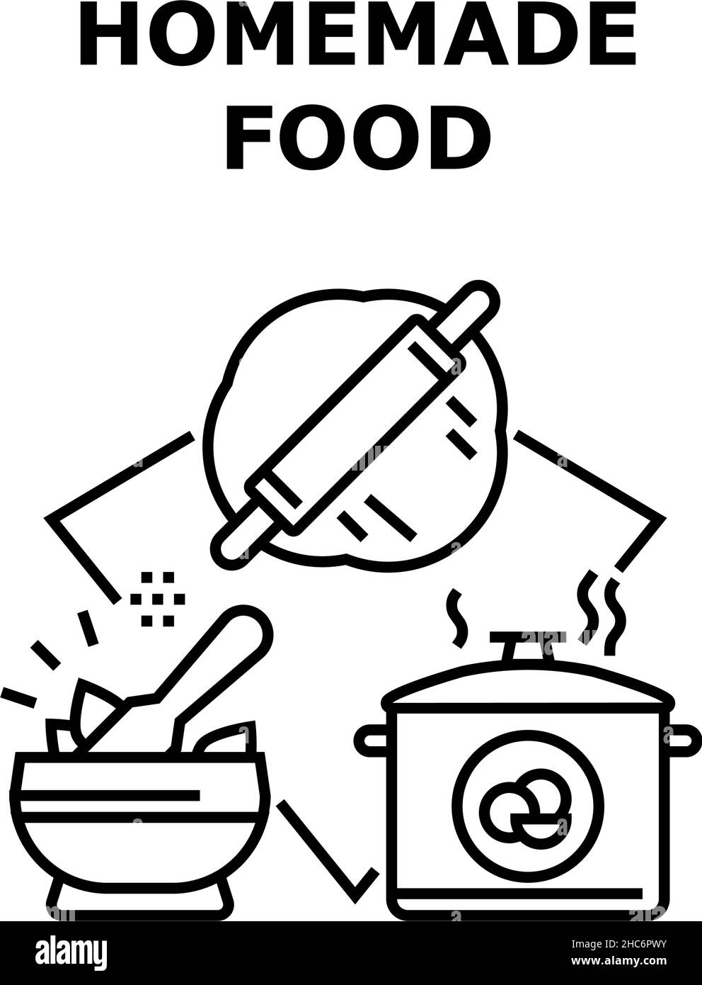 Homemade Food Vector Concept Black Illustration Stock Vector Image ...