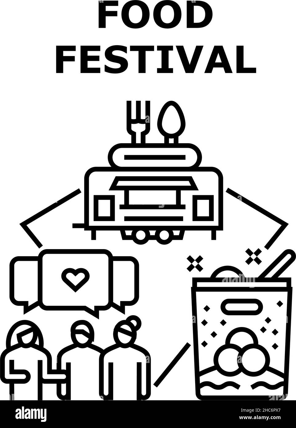 Food Festival Vector Concept Black Illustration Stock Vector Image ...
