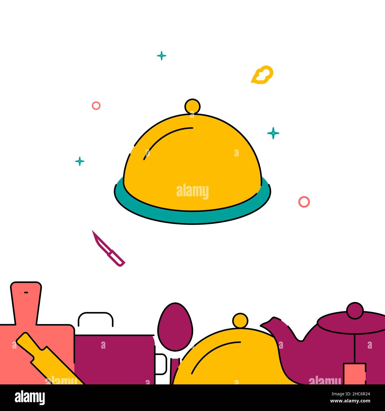 Covered dish under the lid filled line icon, simple illustration ...