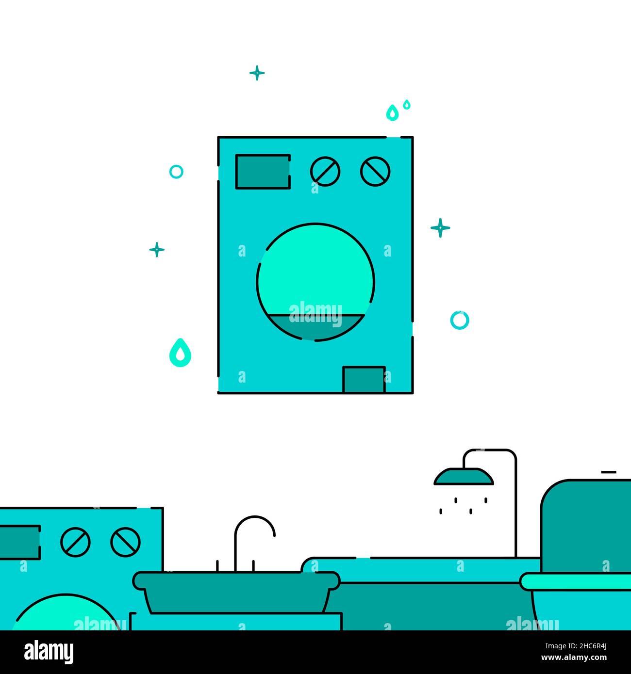 Washer, washing machine filled line icon, simple illustration, Plumbing ...