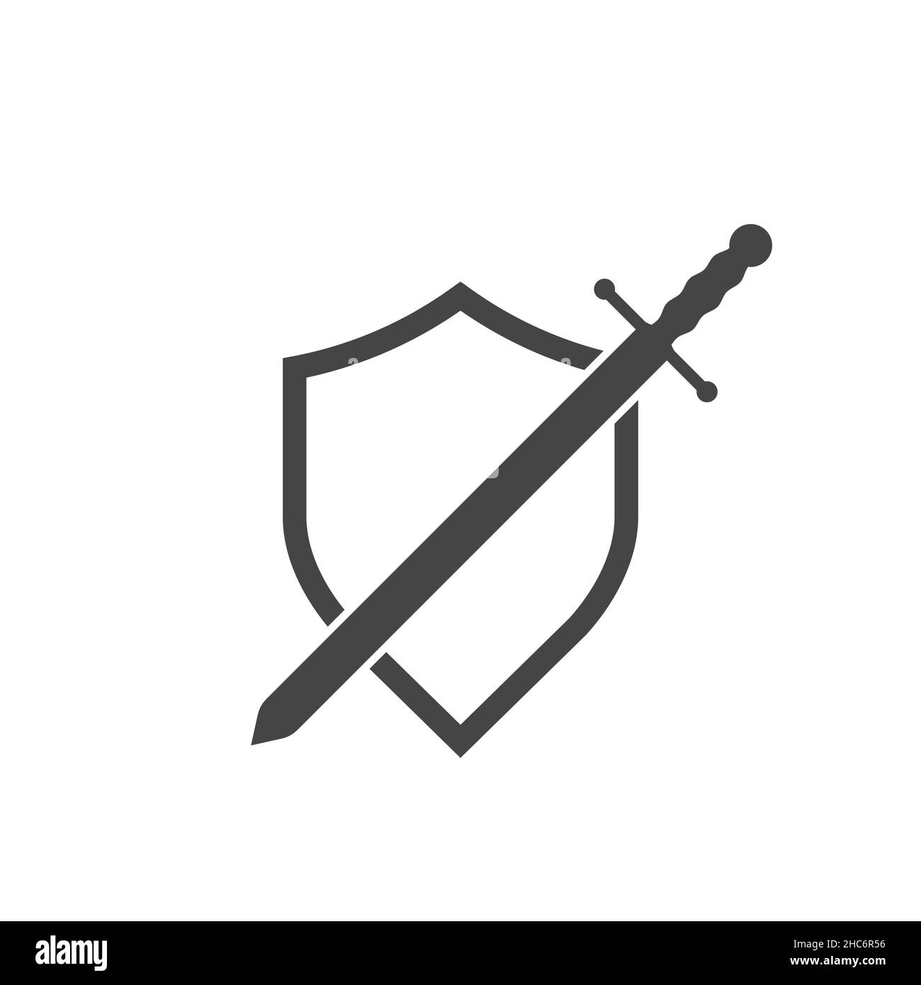 Shield and sword isolated emblem. Serve and protect sign. Black and ...