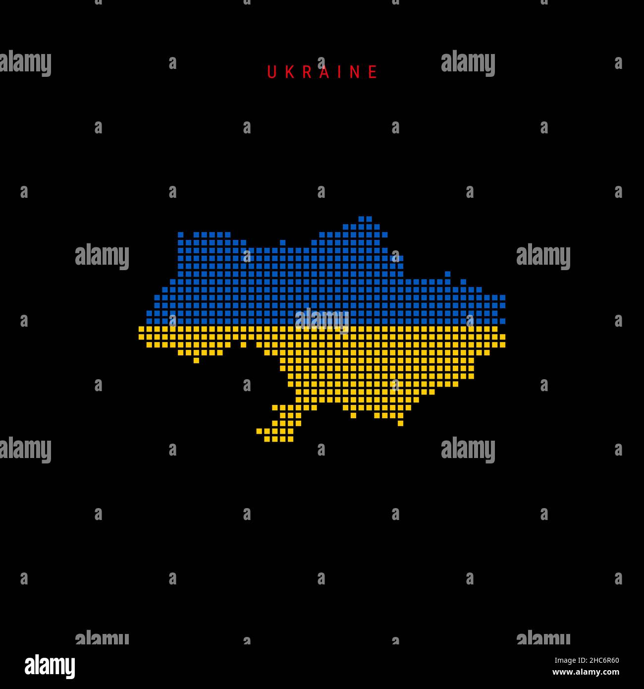 Square dots pattern map of Ukraine. Ukrainian dotted pixel map with ...
