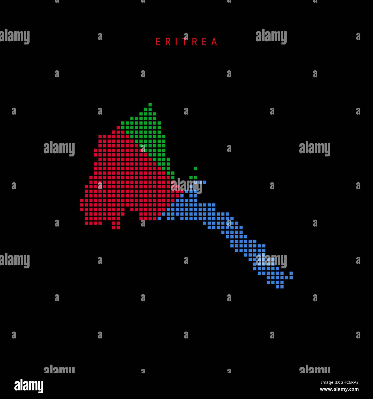 Square dots pattern map of Eritrea. Eritrean dotted pixel map with ...