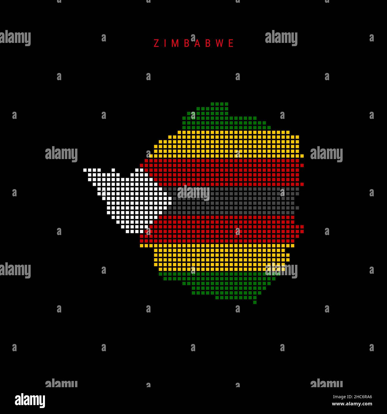 Square dots pattern map of Zimbabwe. Zimbabwean dotted pixel map with ...