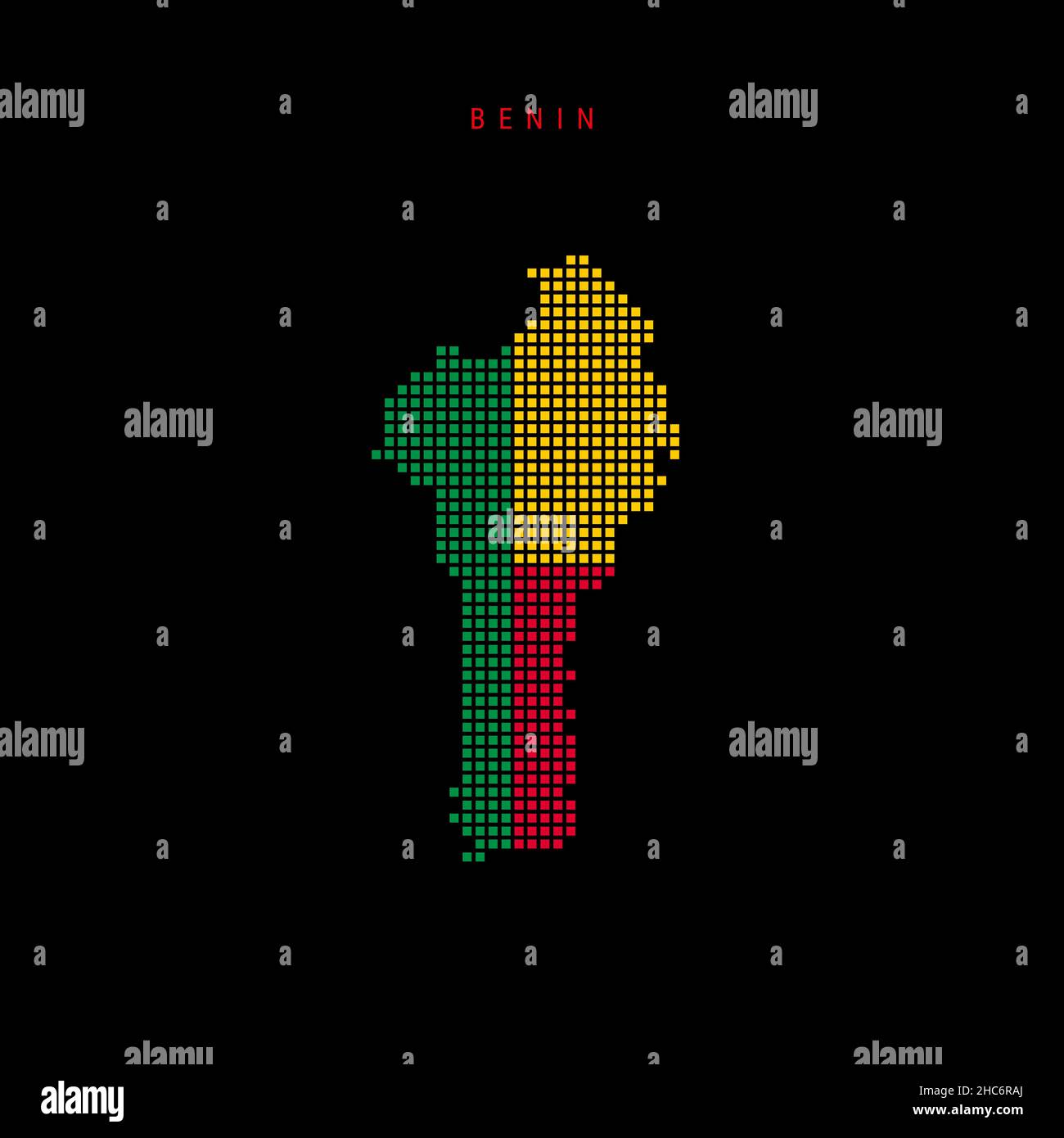 Square dots pattern map of Benin. Dahomey dotted pixel map with ...