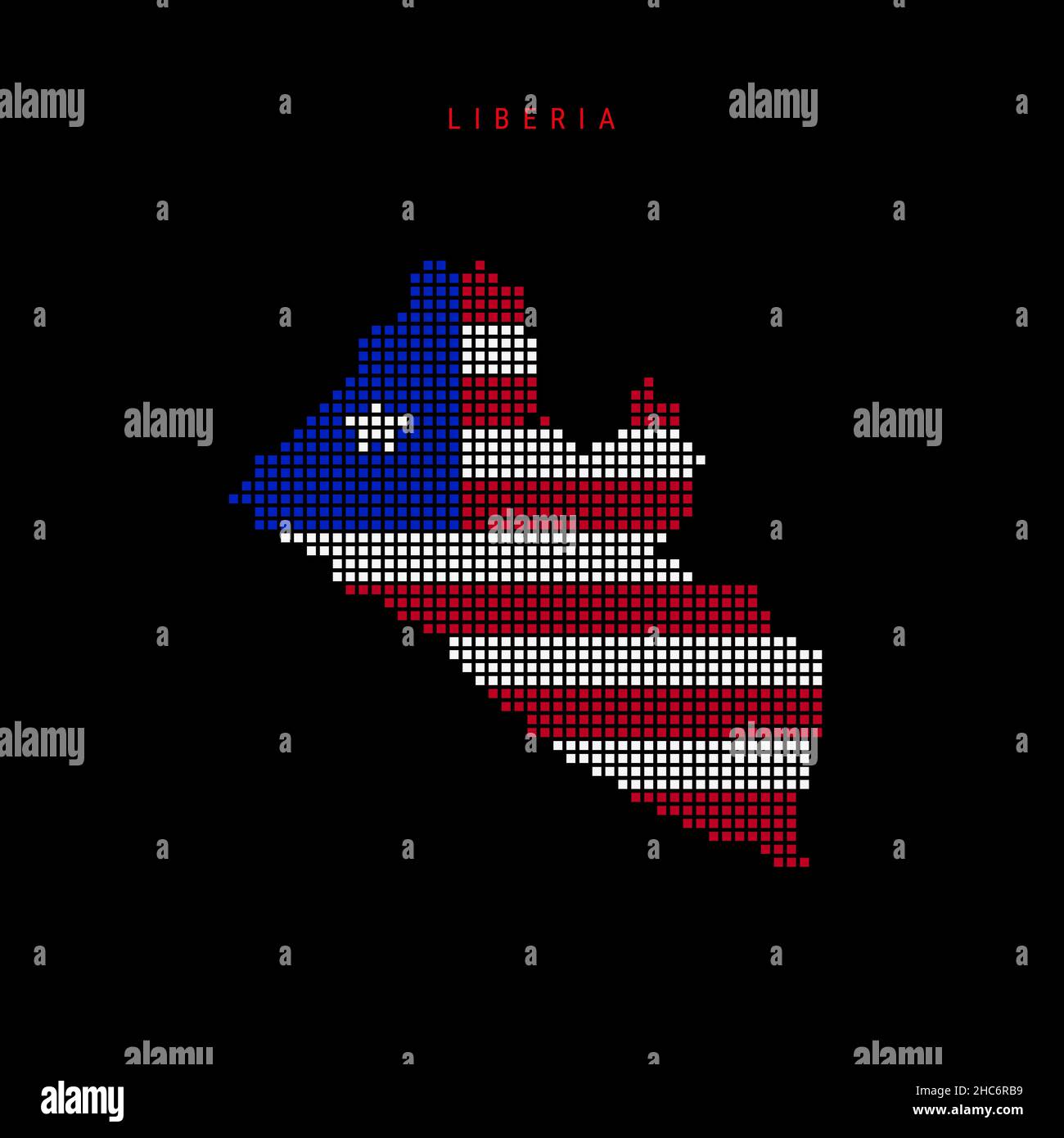 Square dots pattern map of Liberia. Liberian dotted pixel map with ...