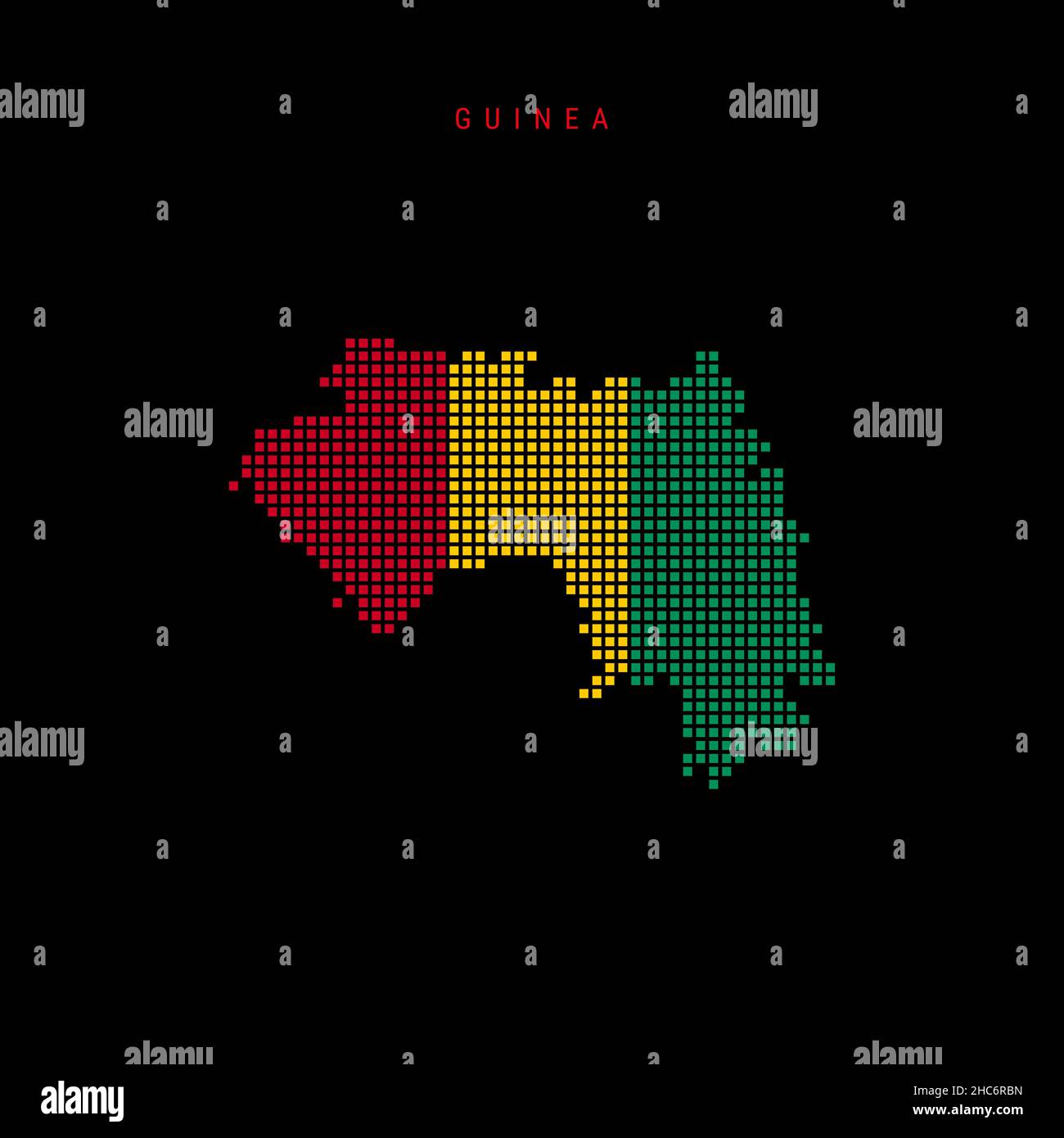 Square dots pattern map of Guinea. Republic of Guinea dotted pixel map ...