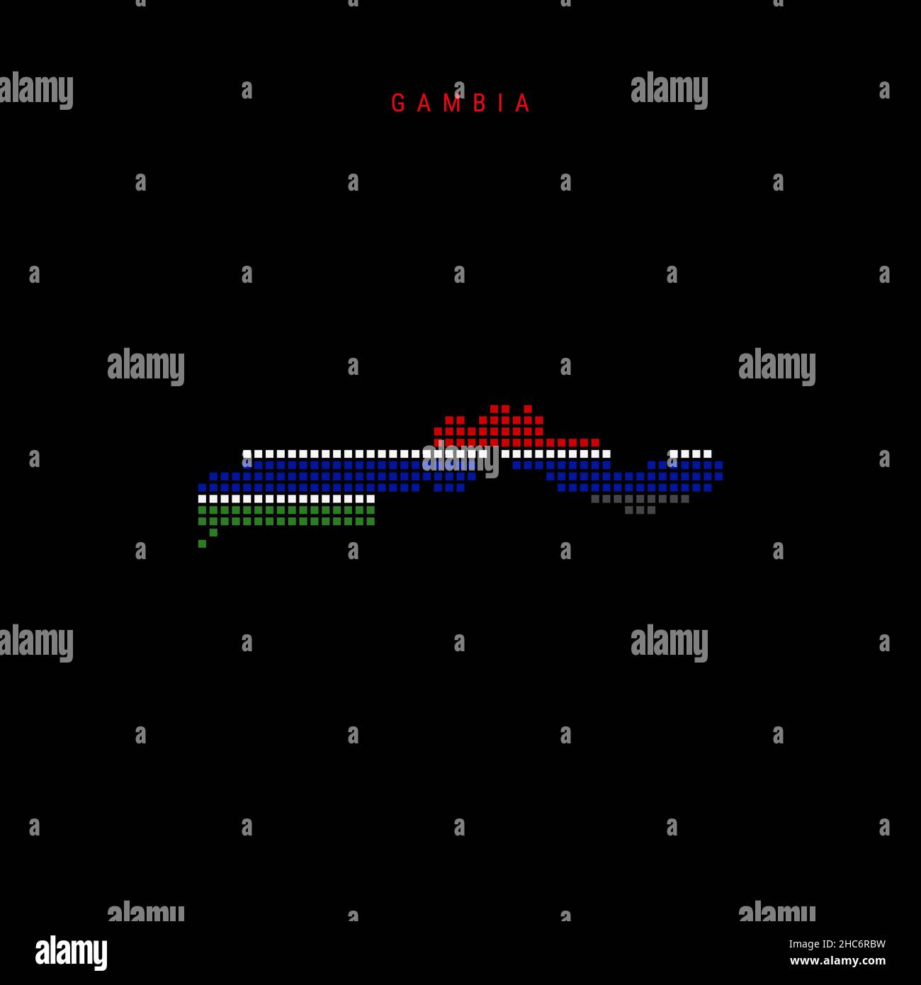 Square dots pattern map of Gambia. Gambian dotted pixel map with ...