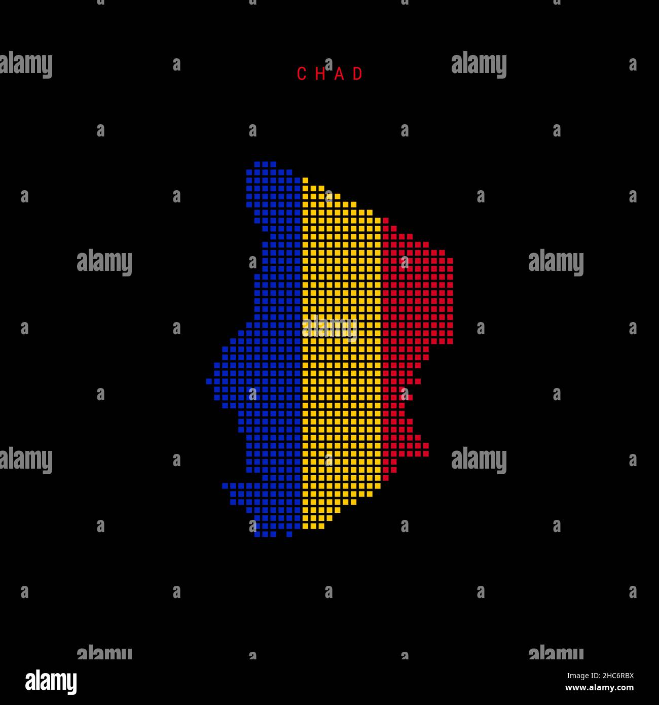 Square dots pattern map of Chad. Chadian dotted pixel map with national ...