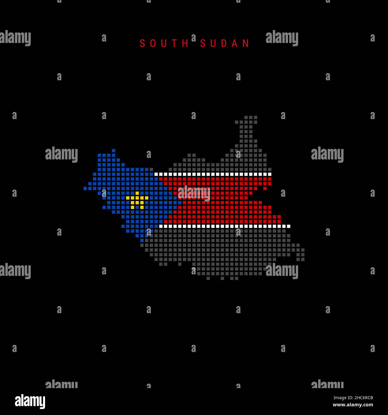 Square dots pattern map of South Sudan. South Sudanese dotted pixel map ...