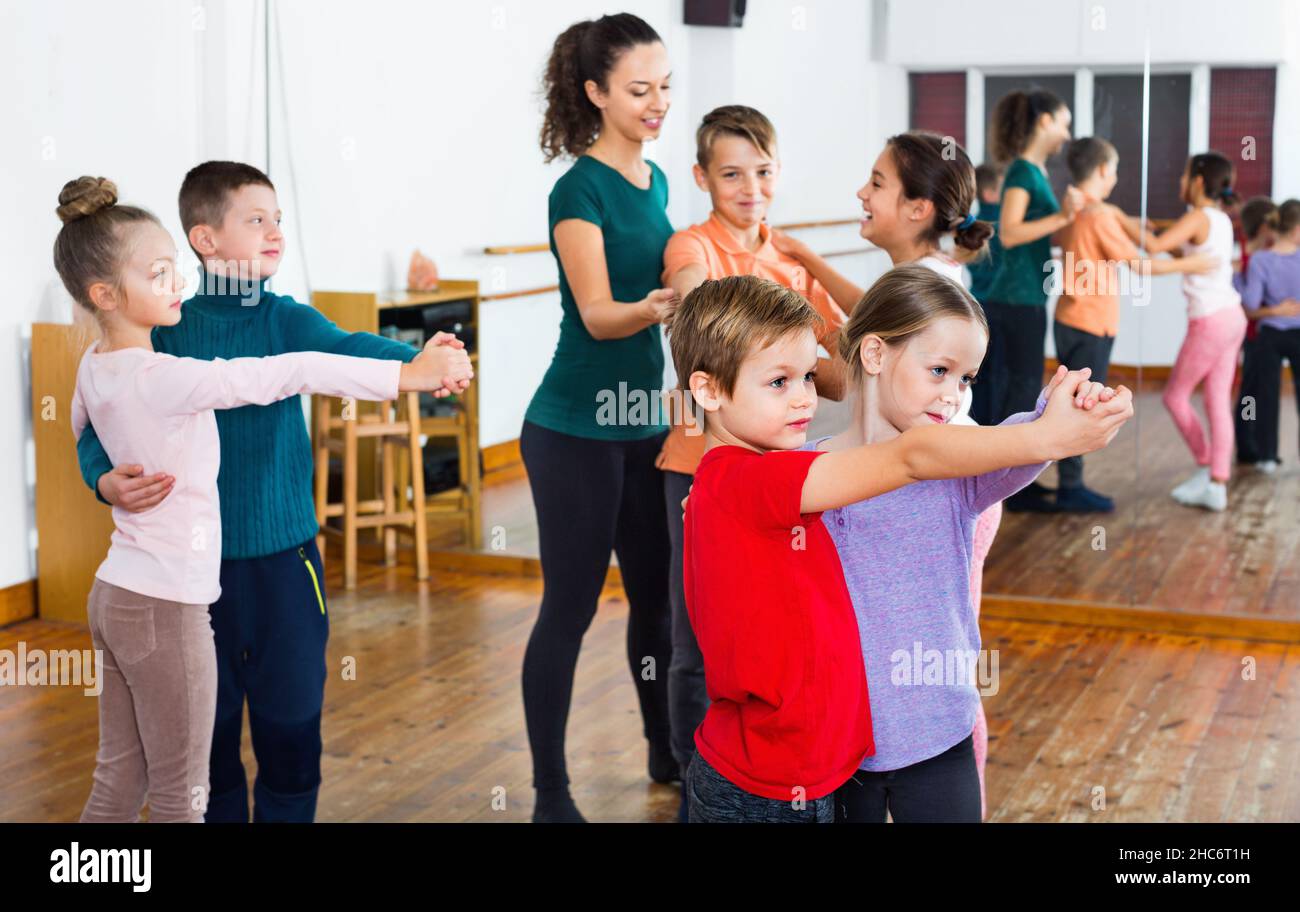 Children studying of partner dance at dance school Stock Photo - Alamy