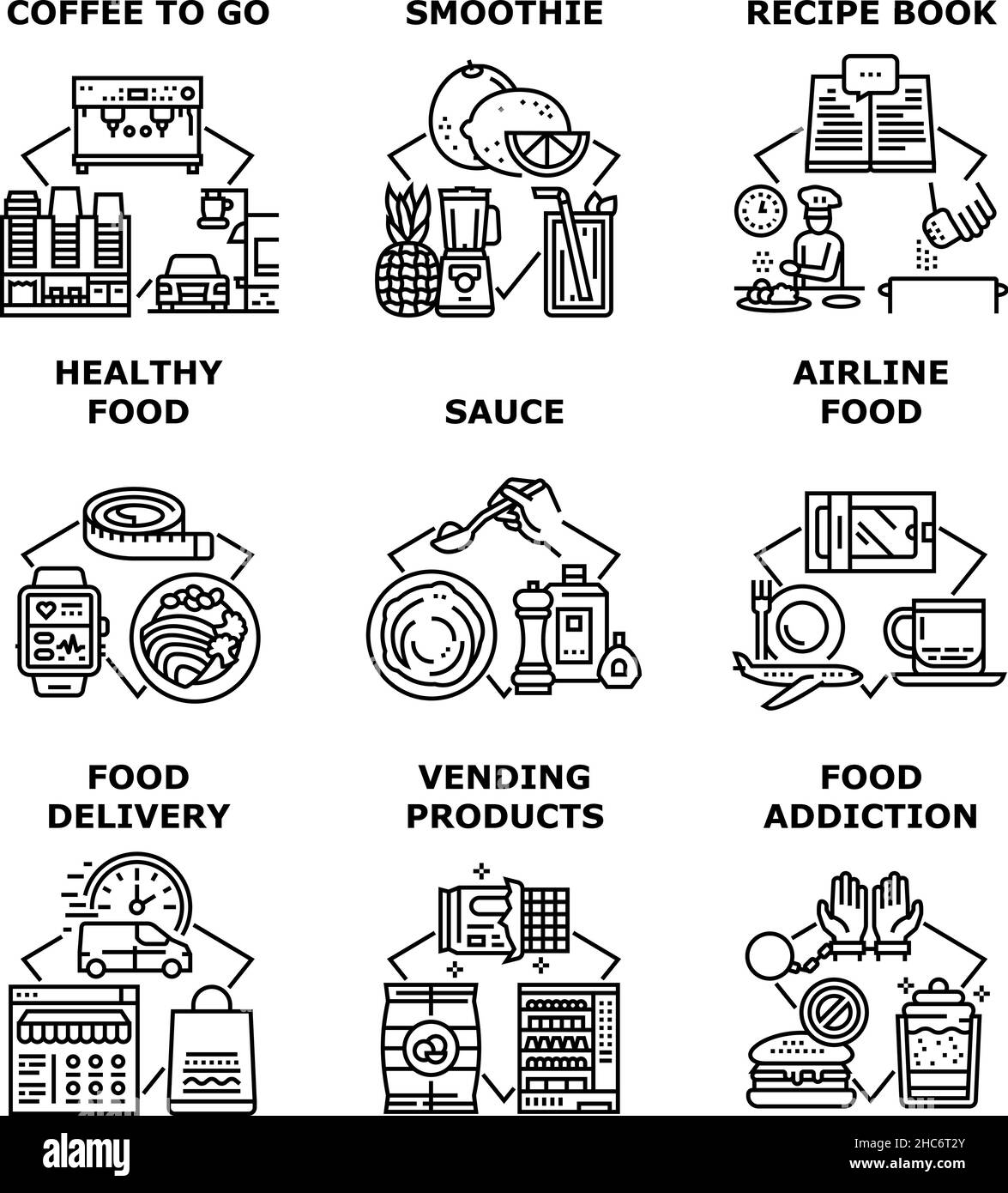 Food Addiction Set Icons Vector Illustrations Stock Vector Image & Art ...