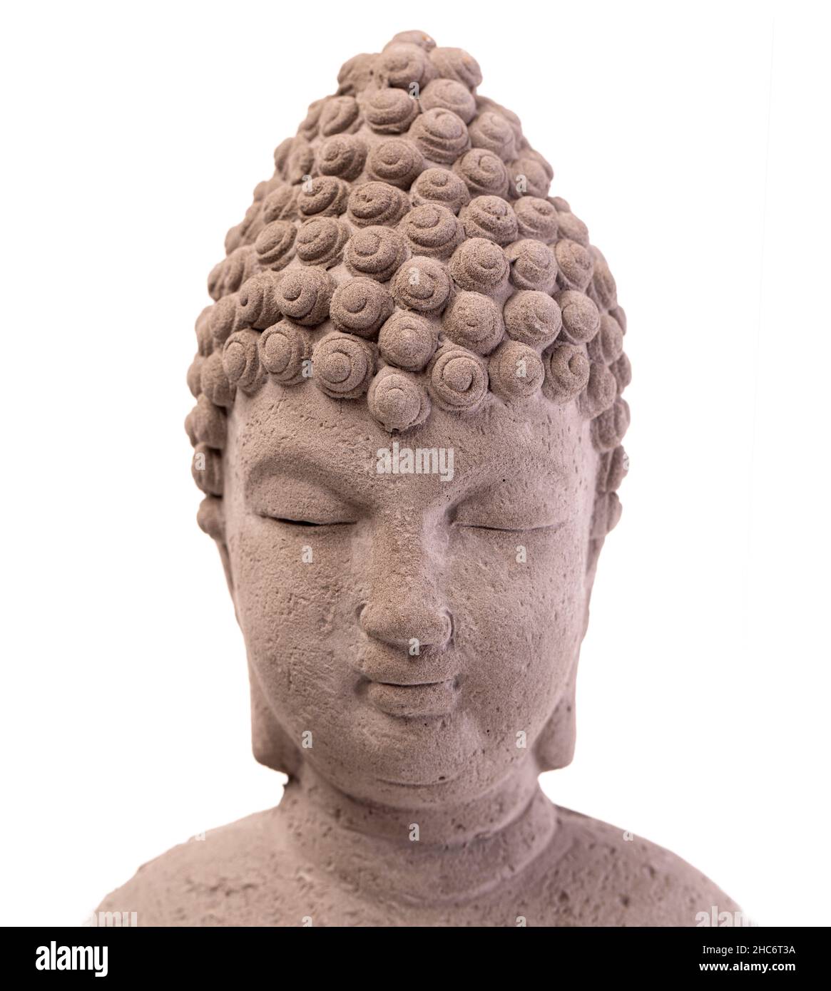Buddha's head closeup on white background Stock Photo - Alamy
