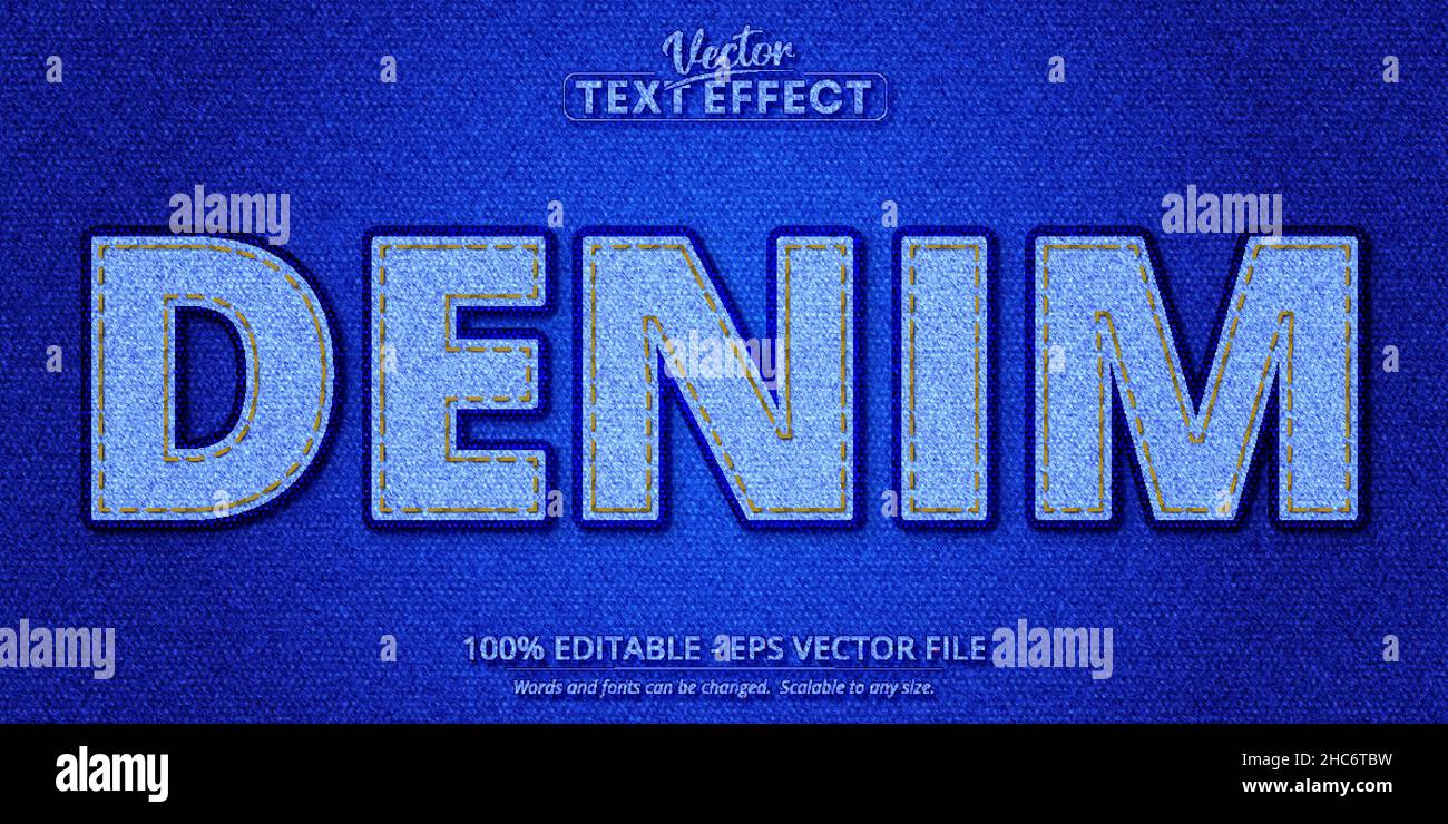 Denim text, realistic denim style editable text effect Stock Vector ...