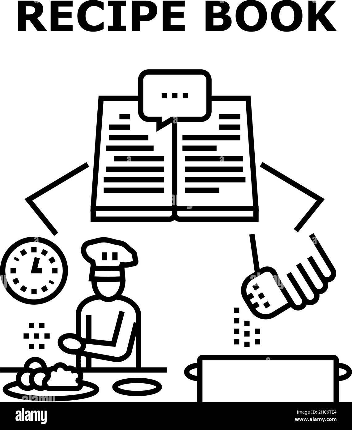 Recipe Book Vector Concept Black Illustration Stock Vector Image & Art ...