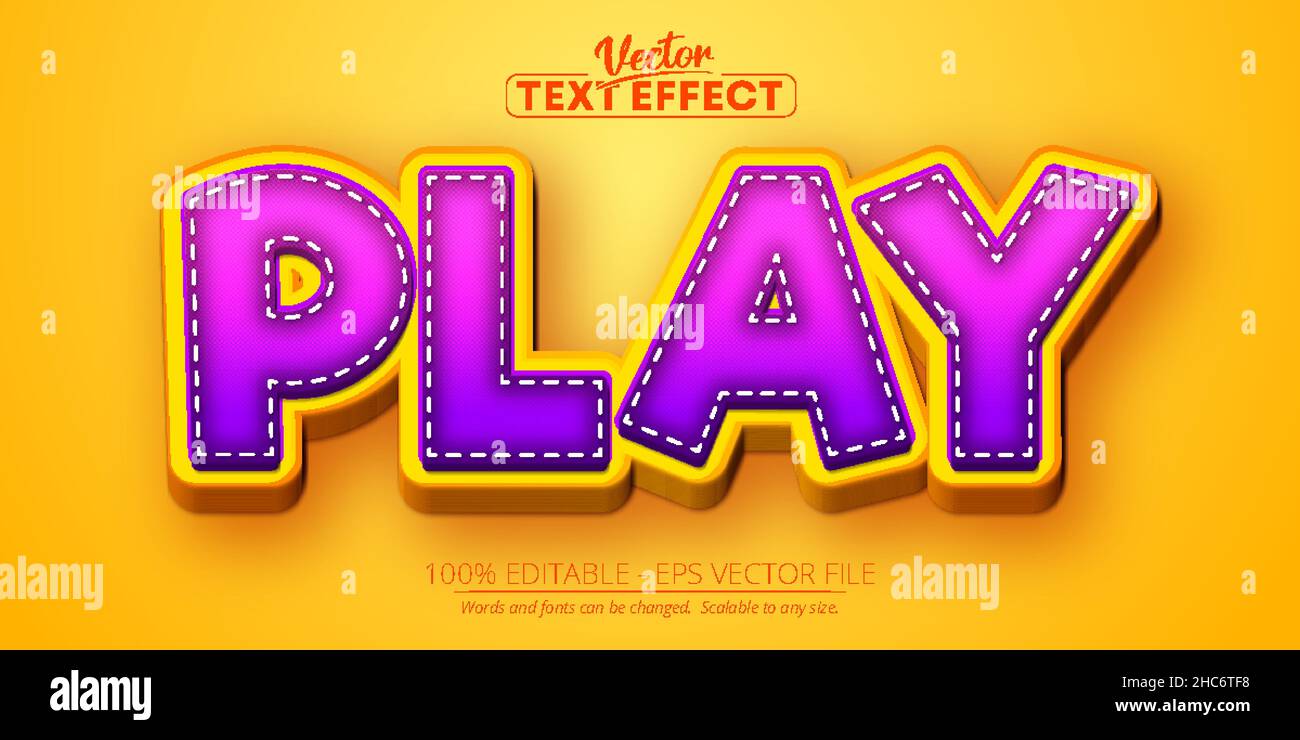Play text, cartoon style editable text effect Stock Vector Image & Art ...