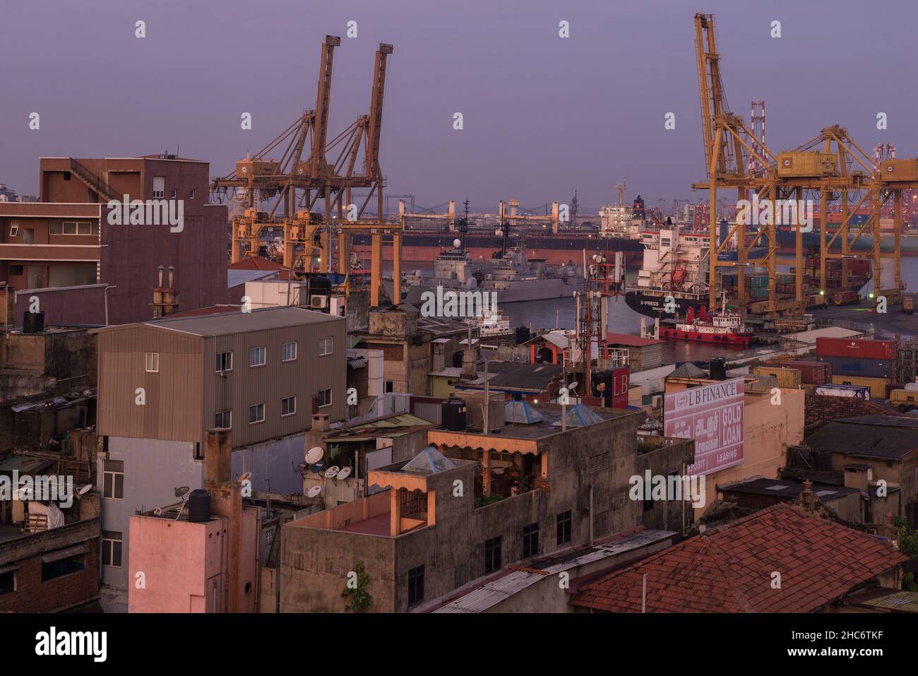 Cargo ship port sunrise hi-res stock photography and images - Alamy