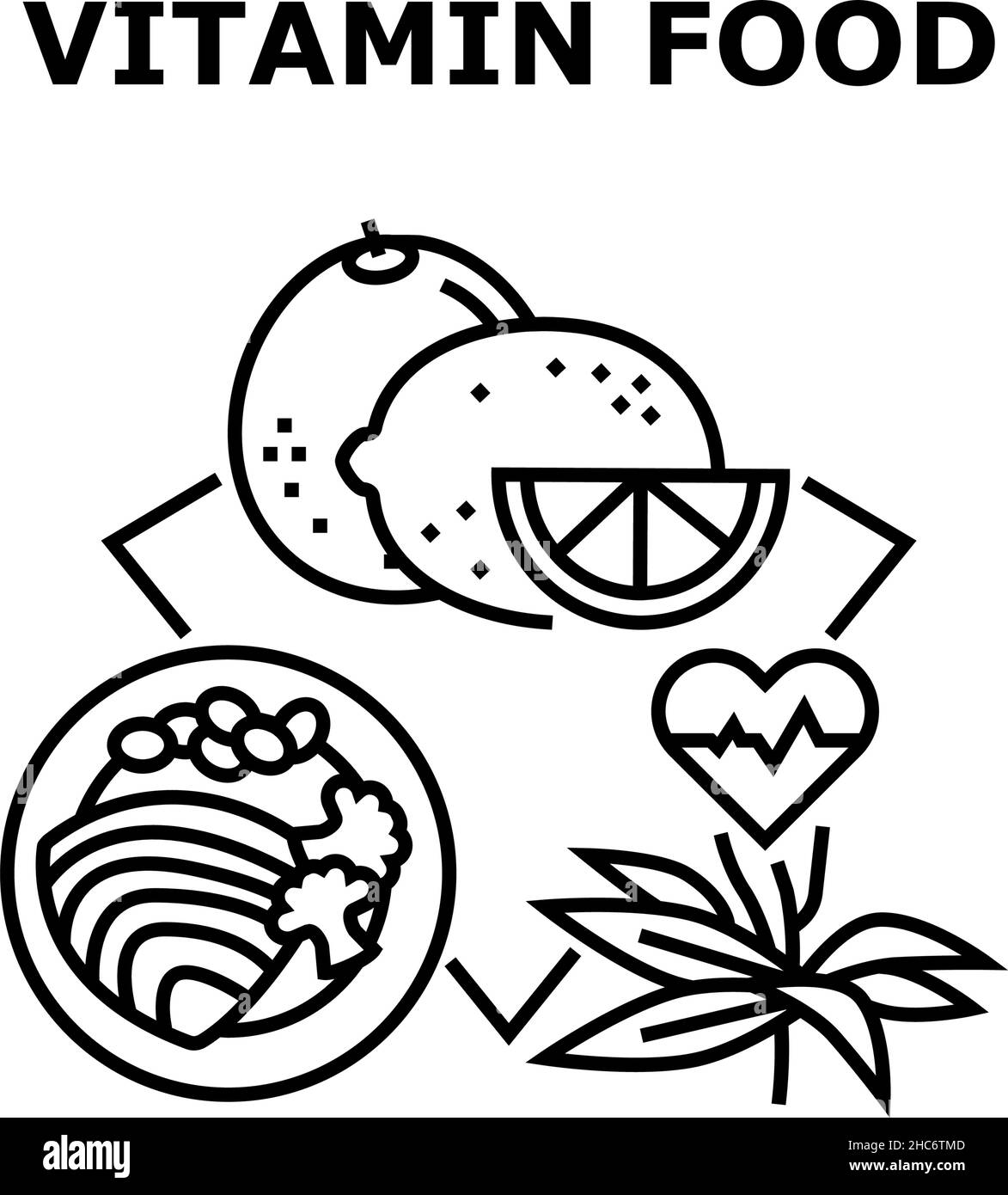 Vitamin Food Vector Concept Black Illustration Stock Vector Image & Art ...