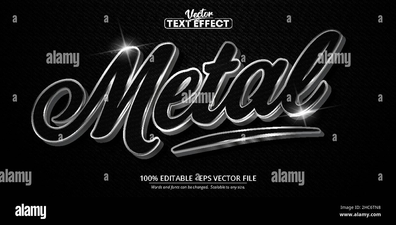 Metal text, shiny silver style editable text effect Stock Vector Image ... Metal text, shiny silver style editable text effect Stock Vector Image ...