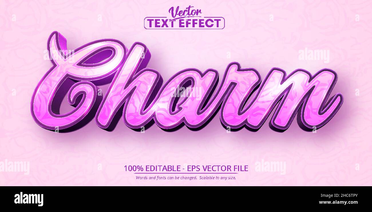 Charm text, calligraphic style editable text effect Stock Vector Image ...