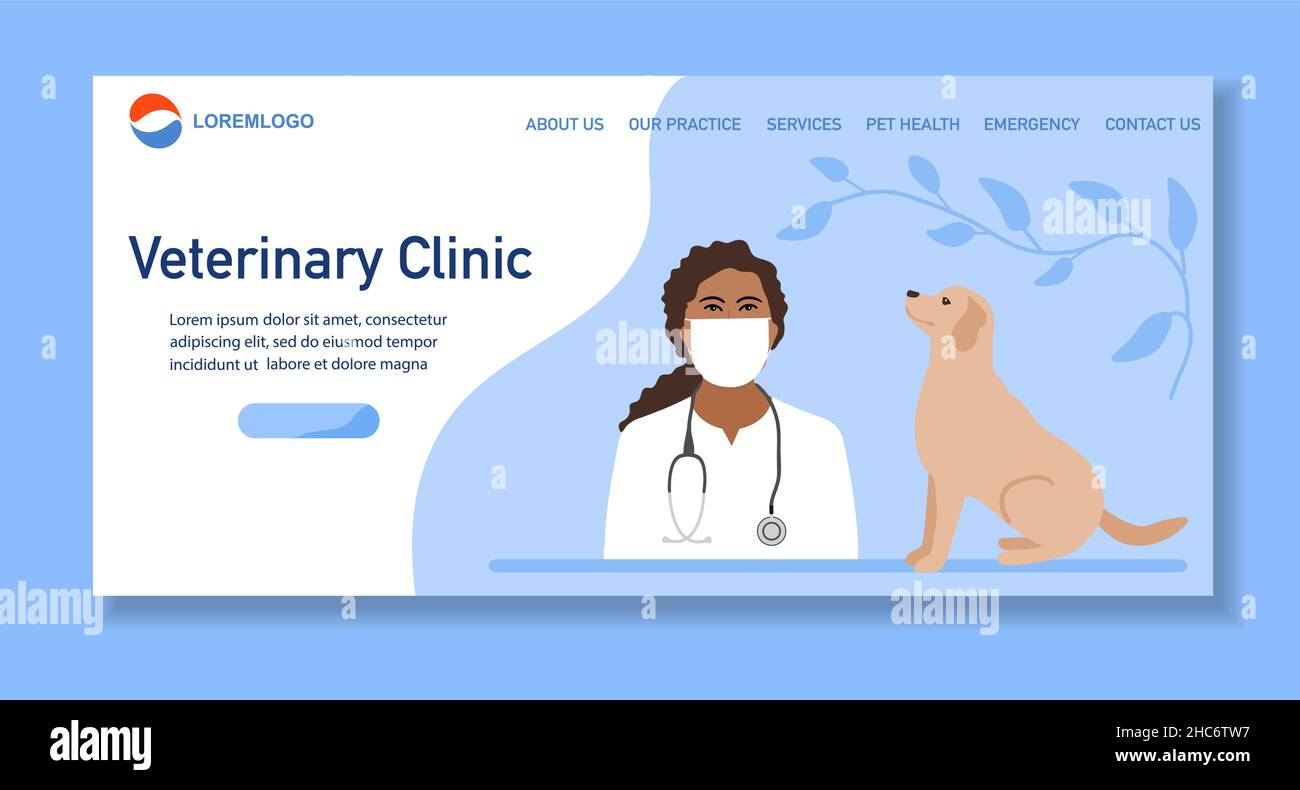 Vector illustration Visit to doctor with dog. Veterinary clinic ...