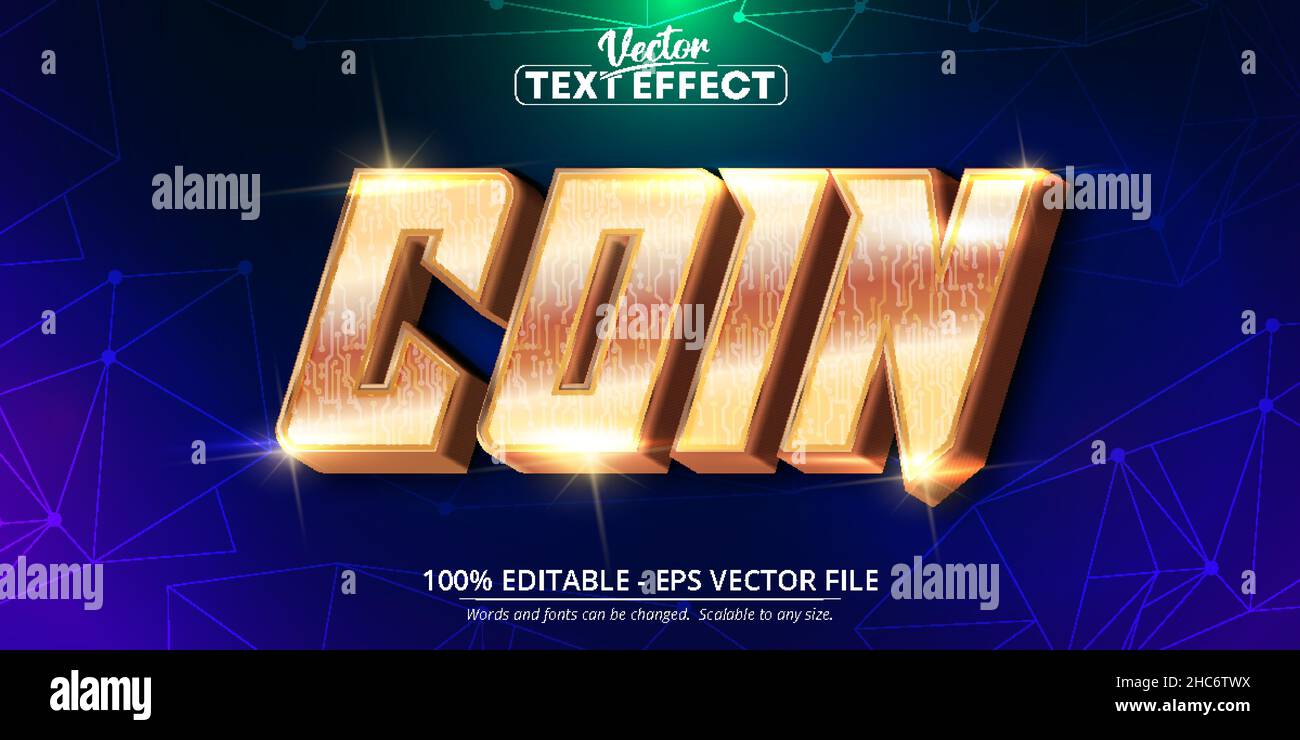 Coin text, shiny gold style editable text effect Stock Vector Image ...