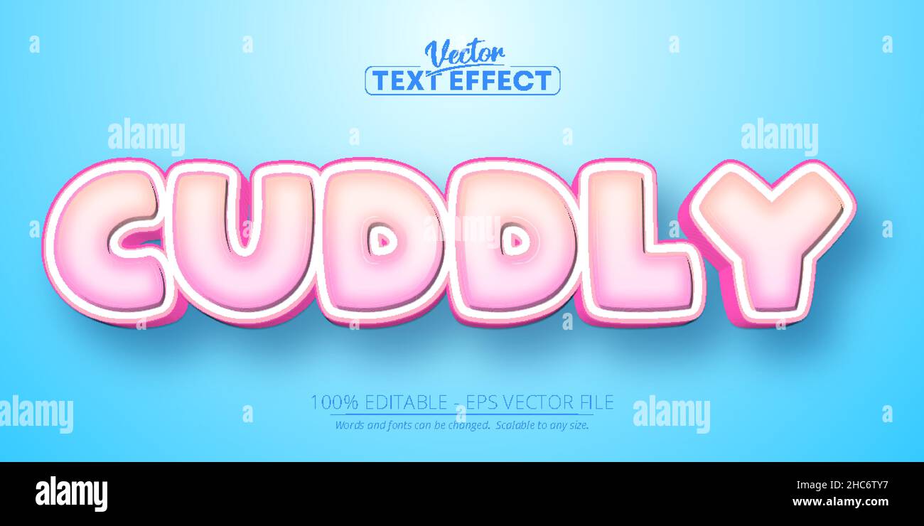 Cuddly text, cartoon style editable text effect Stock Vector Image ...