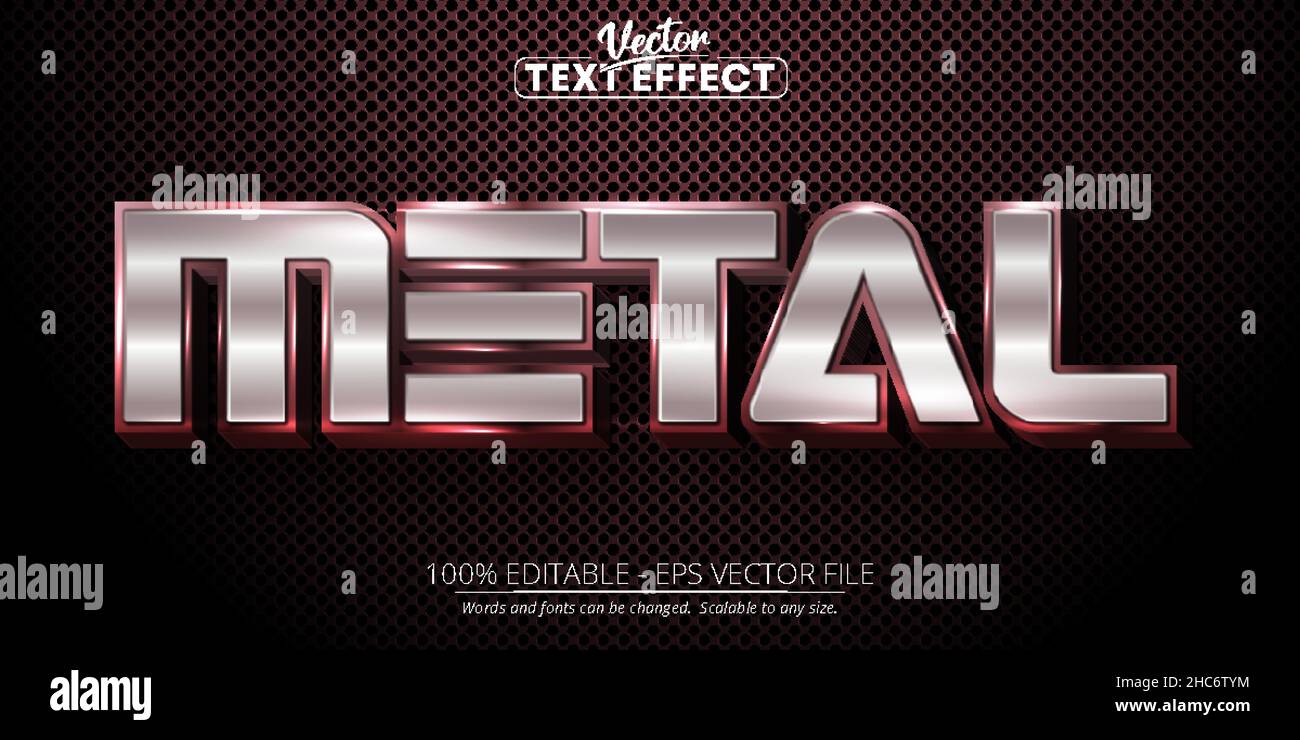 Silver text effect, editable shiny silver color text style on dark ...