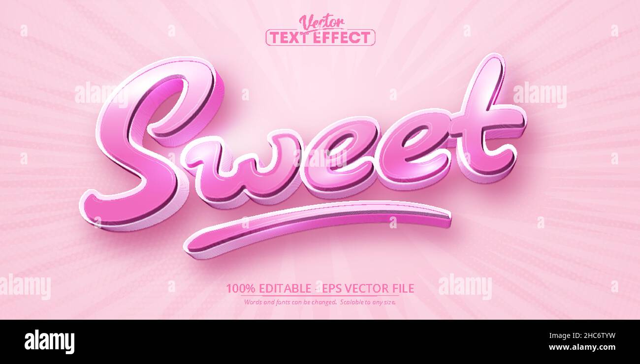 Sweet text, cartoon style editable text effect Stock Vector Image & Art ...