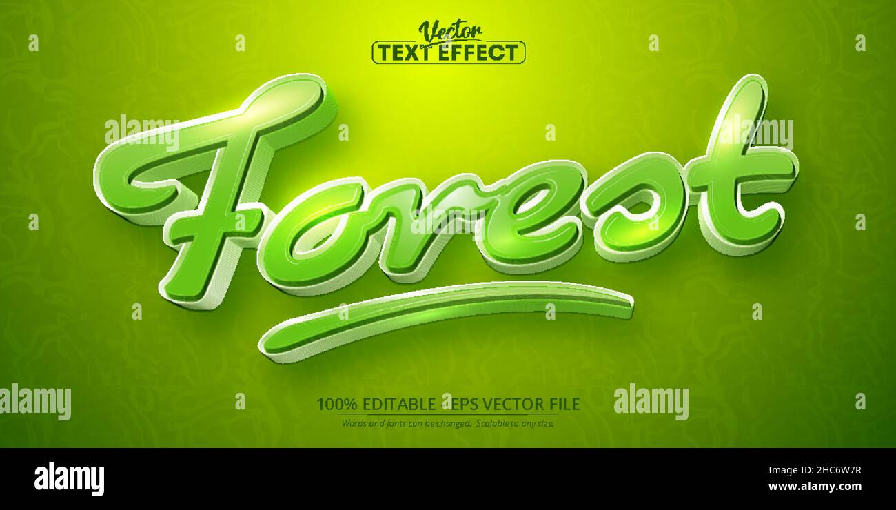 Forest text, cartoon style editable text effect Stock Vector Image ...