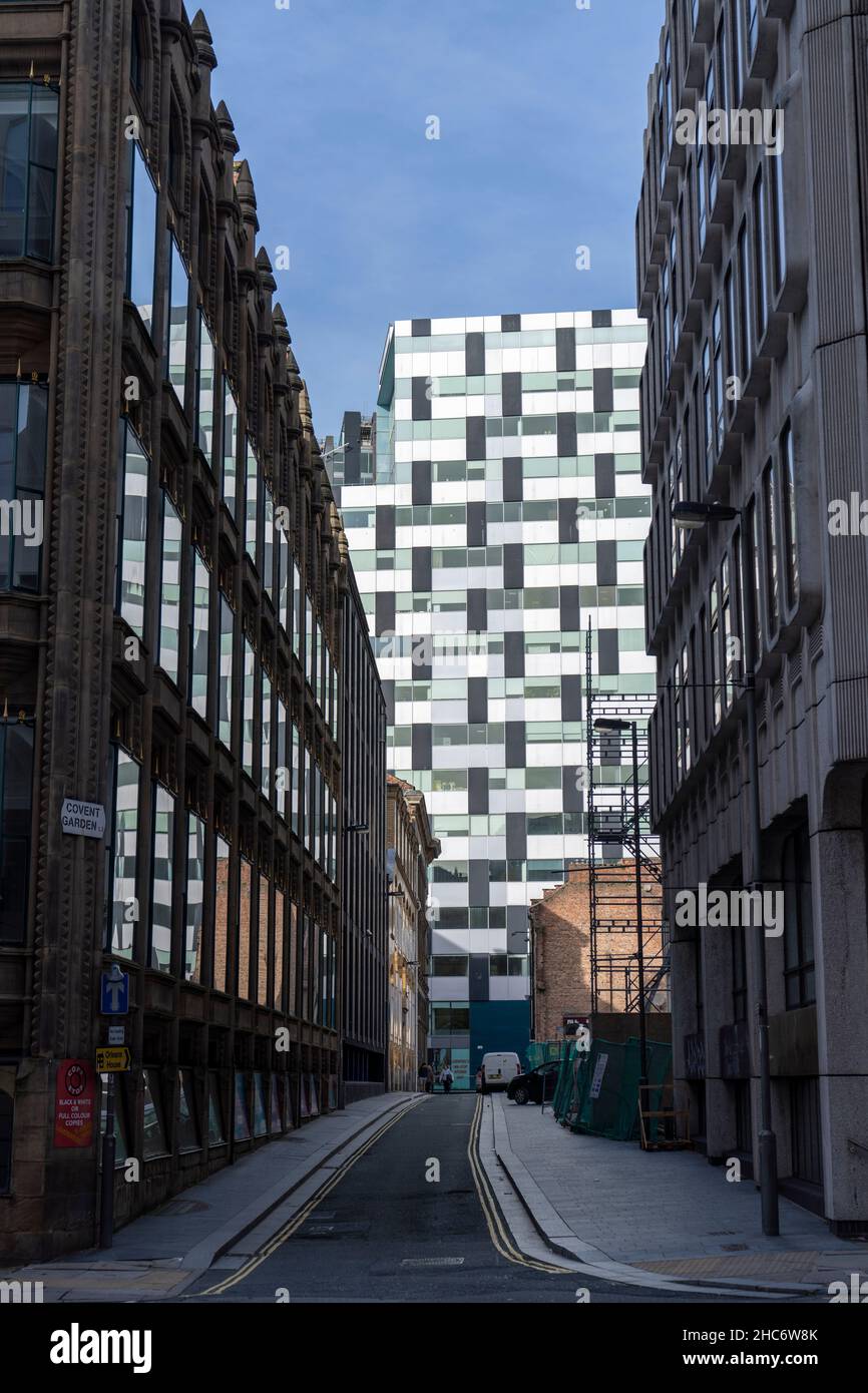 Vertical of the exterior of modern buildings in the Liverpool City ...