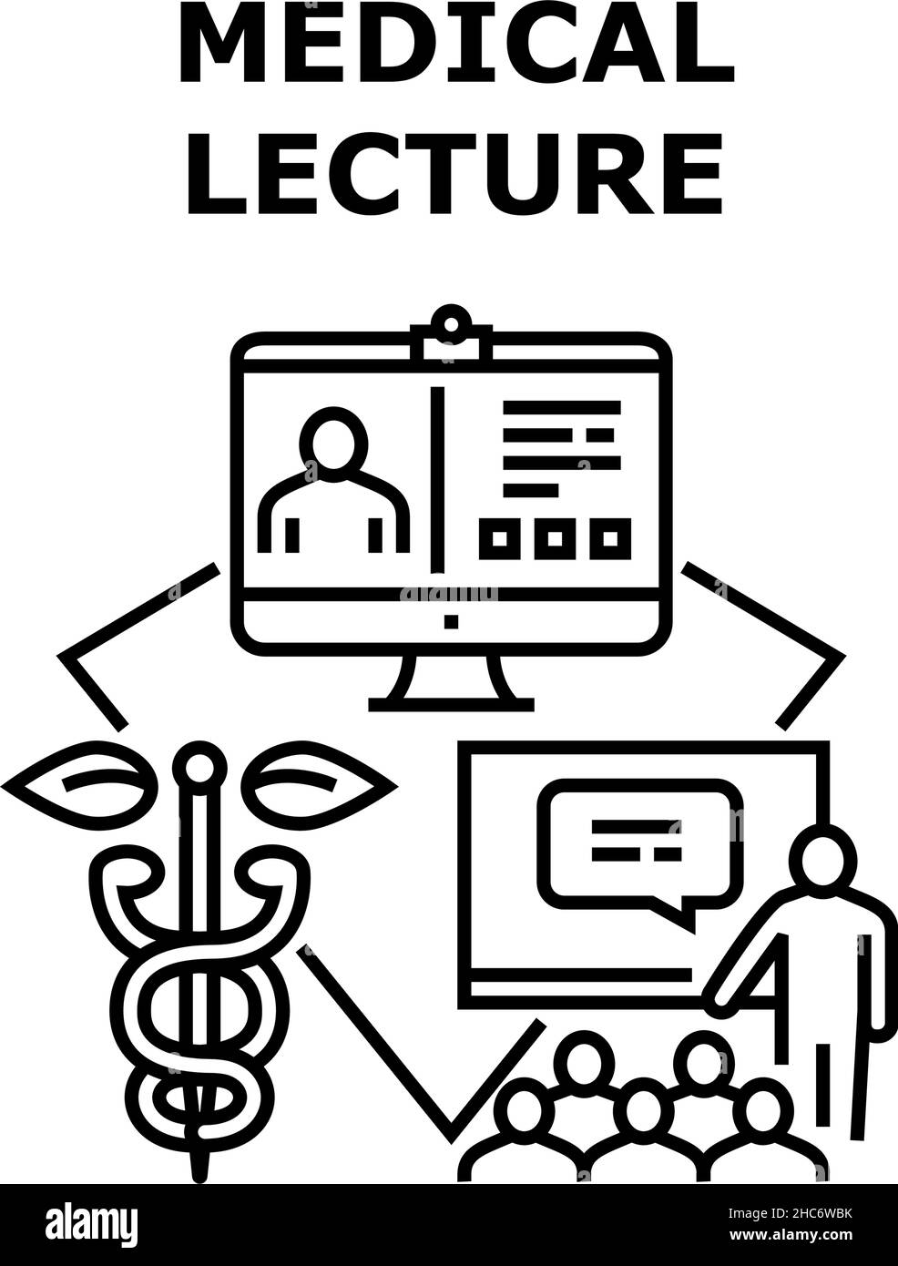 Medical Lecture Vector Concept Black Illustration Stock Vector Image ...