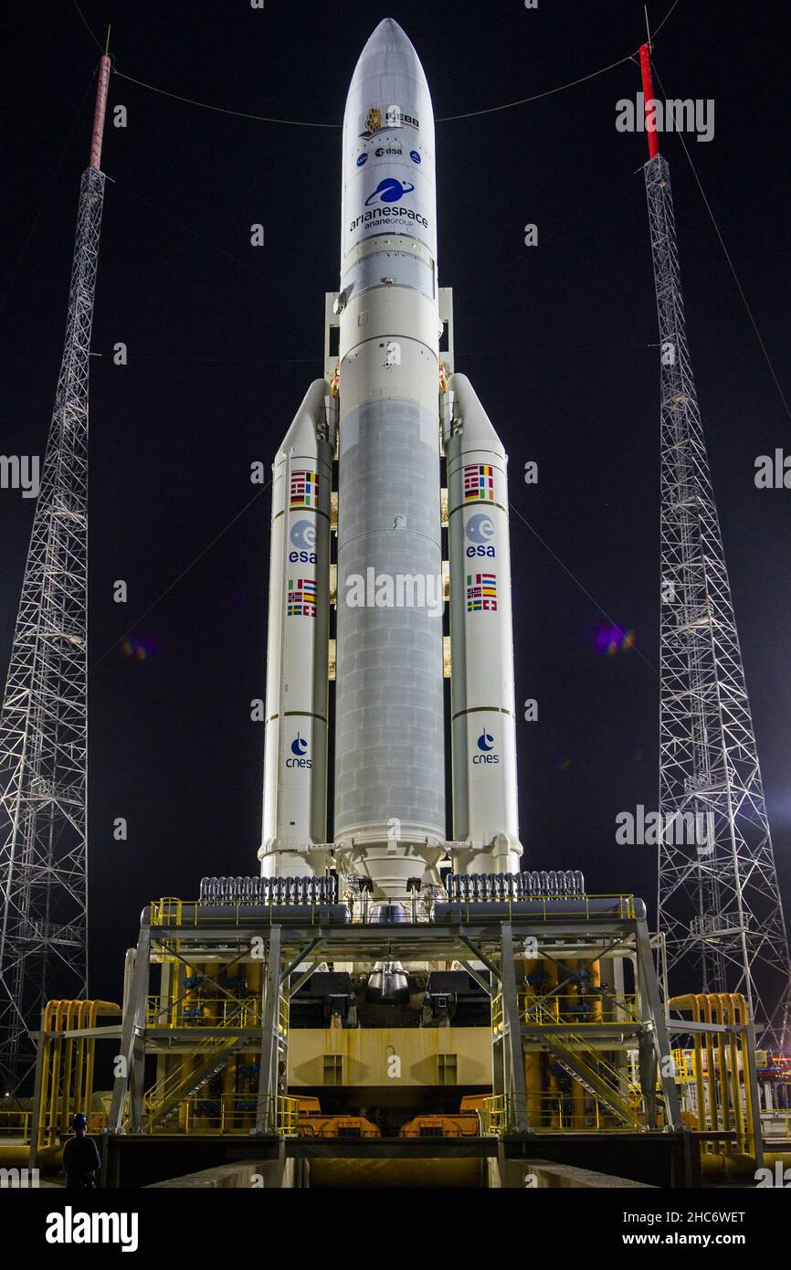 Kourou, French Guiana. 25th Dec, 2021. Arianespace's Ariane 5 rocket ...