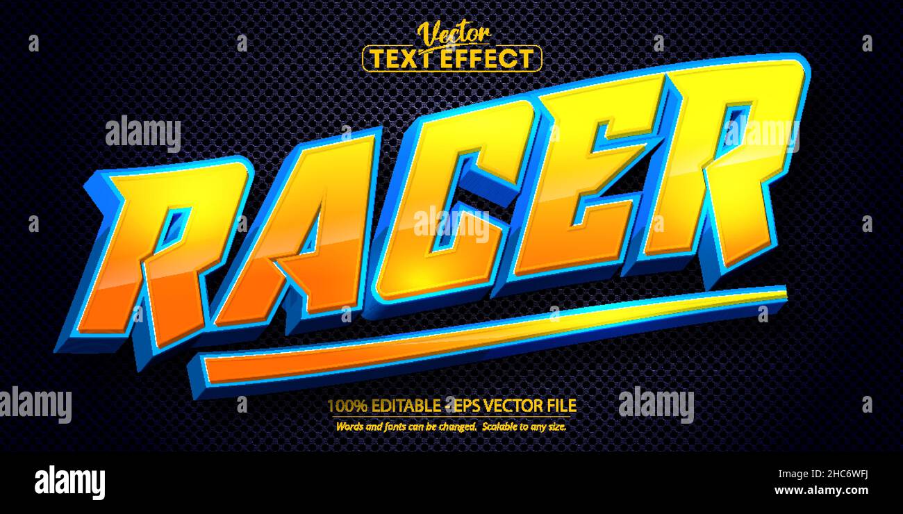 Racer text, cartoon style editable text effect Stock Vector Image & Art ...
