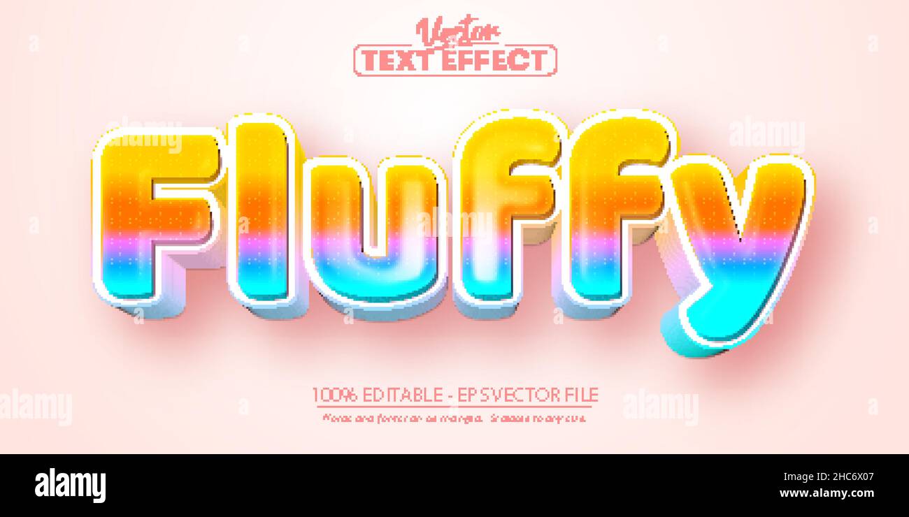 Fluffy text, cartoon style editable text effect Stock Vector Image ...