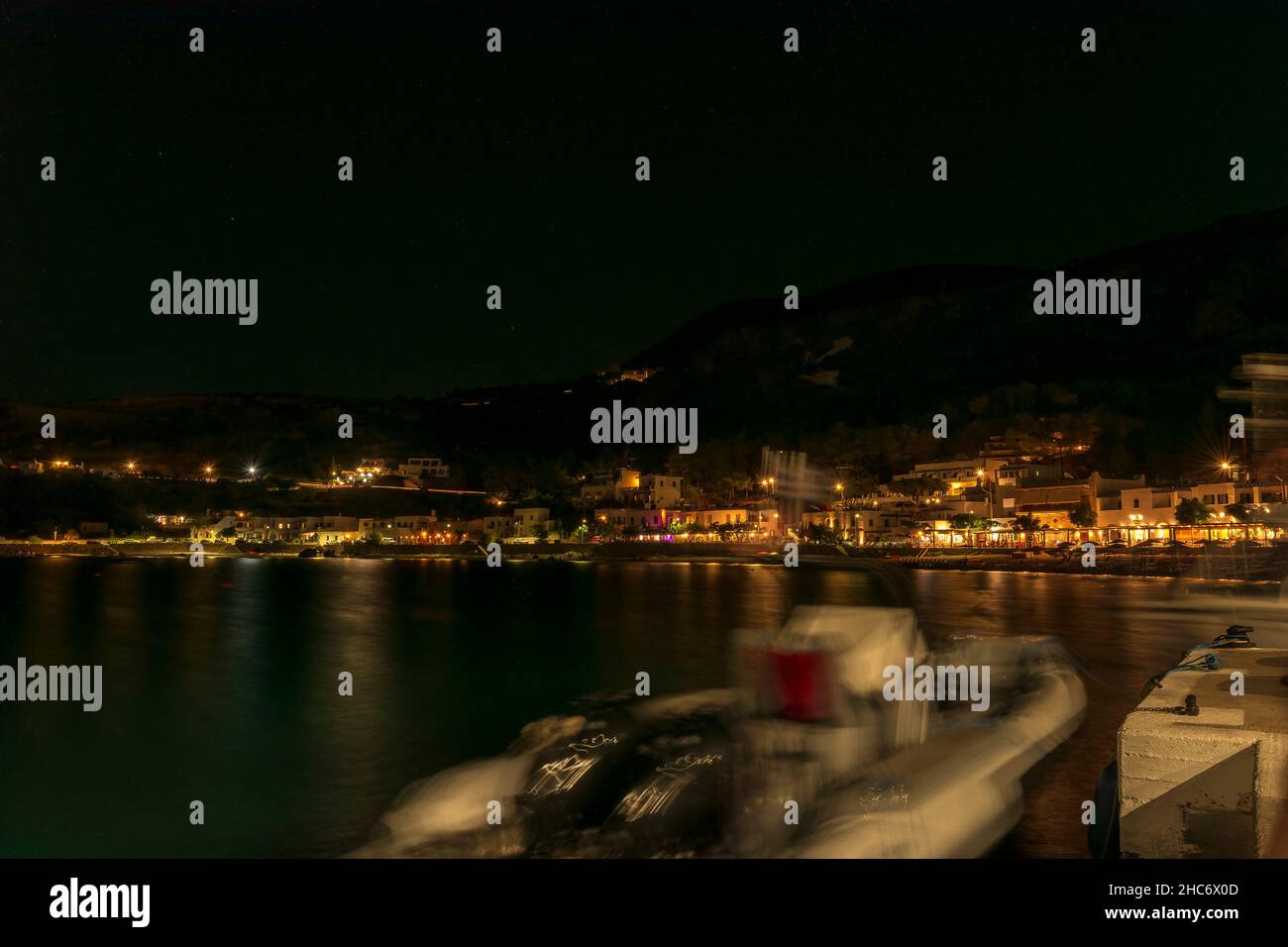 Kapsali bay and village at night, Kithira island, Greece Stock Photo ...