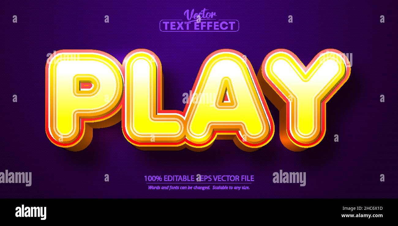Play text, cartoon style editable text effect Stock Vector Image & Art ...