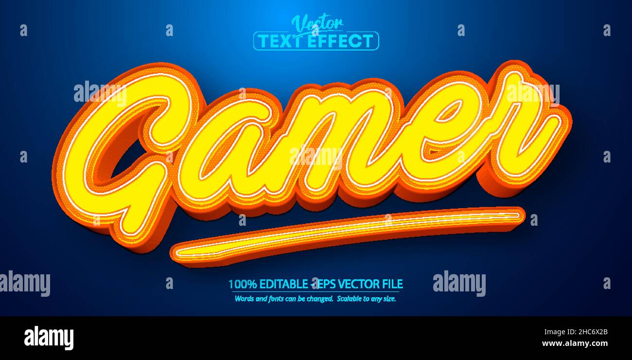Gamer text, cartoon style editable text effect Stock Vector Image & Art ...