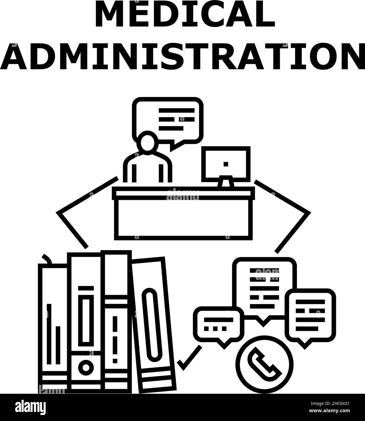 Medical Administration Concept Black Illustration Stock Vector Image ...